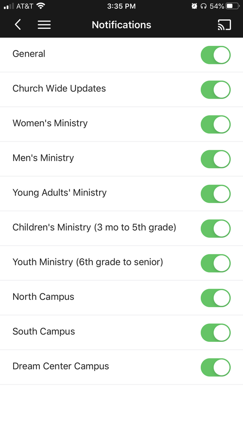 Church on the Rock - TX - Notifications